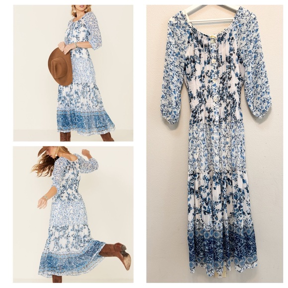 fig and flower | Dresses | Anthropologie Fig Flower Blue And White ...
